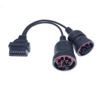 China 800g 16Pin OBDII OBD2 Female to 6Pin J1708 Male and 9Pin J1939 Male Connector Splitter Y Cable For C-ummins Deutsch Truck for sale