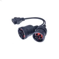 China 800g 16Pin OBDII OBD2 Female to 6Pin J1708 Male and 9Pin J1939 Male Connector Splitter Y Cable For C-ummins Deutsch Truck for sale