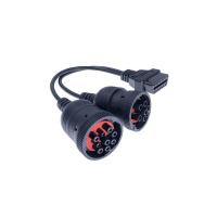 China 800g 16Pin OBDII OBD2 Female to 6Pin J1708 Male and 9Pin J1939 Male Connector Splitter Y Cable For C-ummins Deutsch Truck for sale