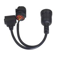China Custom 16pin OBD2 Interface to Type 1 Black J1939 9pin Male and Deutsch J1939 9pin Female Heavy Duty Truck Diagnose Y Cable for sale
