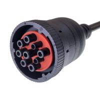 China Custom 16pin OBD2 Interface to Type 1 Black J1939 9pin Male and Deutsch J1939 9pin Female Heavy Duty Truck Diagnose Y Cable for sale