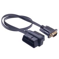 China OBD2 Male end 12V/24V AOTAI RS232 Serial VGA DB9 Male to OBD2 M/F Adapter Extension Flat Cable for Car Diagnostics for sale