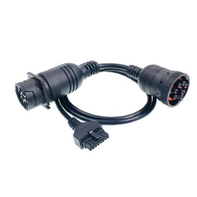 China AOTAI Overmolding Black Type 1 J1939 9PIN Deutsch Male to Female with Molex 2X5 10PIN Connector Y Splitter Cable Offer Drawing for sale