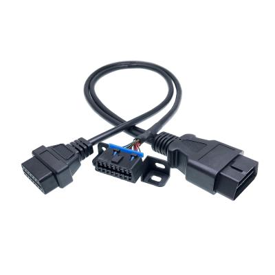 China Cable size 1M 16 pin OBD OBDII OBD2 Splitter Y type Cable J1962 Male to Dual Female Cable For GPS Tracking Device for sale