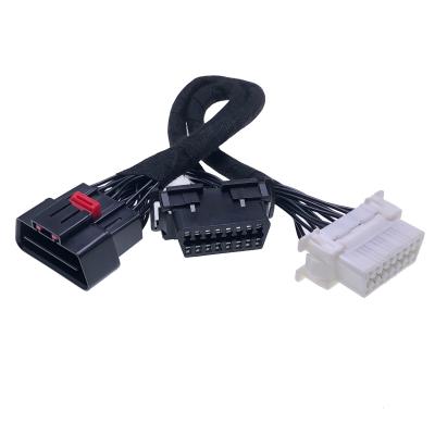 China Offer Drawing Custom J1962 Car OBD II 16 Pin OBDII Y Splitter Extension Wire Harness OBD2 16pin Diagnostic Adapter Cable for sale