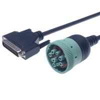 China 1983-1991 Year Custom OEM DB25 Male to Type 2 Green Deutsch 9PIN J1939 Male Diagnostic Cable for J1939 Heavy Duty Trucks for sale