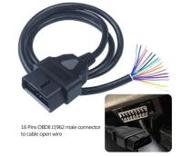 China 12V AOTAI 16 Pin J1962 OBD2 OBD-II Female Connector Voltage 12V Length 1m Extension Open Plug Wire Cable Cord Pigtail for sale