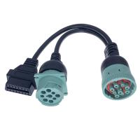 China Green 9PIN Deutsch J1939 Male to J1939 Female and OBD2 16PIN Female Heavy Truck Splitter Cable for All OBD-equipped cars for sale