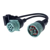 China Green 9PIN Deutsch J1939 Male to J1939 Female and OBD2 16PIN Female Heavy Truck Splitter Cable for All OBD-equipped cars for sale