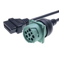 China Green 9PIN Deutsch J1939 Male to J1939 Female and OBD2 16PIN Female Heavy Truck Splitter Cable for All OBD-equipped cars for sale