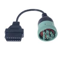 China OEM ODM OBD2 16 PIN Female to Green J1939 Deutsch 9PIN Male Adapter Cable Normal Length 30cm Black Custom Length for sale