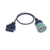 China OEM ODM OBD2 16 PIN Female to Green J1939 Deutsch 9PIN Male Adapter Cable Normal Length 30cm Black Custom Length for sale