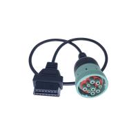 China OEM ODM OBD2 16 PIN Female to Green J1939 Deutsch 9PIN Male Adapter Cable Normal Length 30cm Black Custom Length for sale