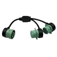 China 90 DEGREE Green Type 2 J1939 9pin Splitter Y Cable for Truck Freightliner GPS ELD Tracker 12V Voltage Offer Drawing for sale