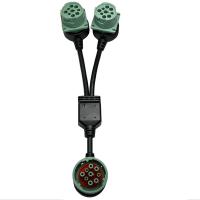 China 90 DEGREE Green Type 2 J1939 9pin Splitter Y Cable for Truck Freightliner GPS ELD Tracker 12V Voltage Offer Drawing for sale