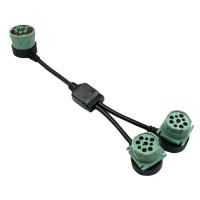 China 90 DEGREE Green Type 2 J1939 9pin Splitter Y Cable for Truck Freightliner GPS ELD Tracker 12V Voltage Offer Drawing for sale