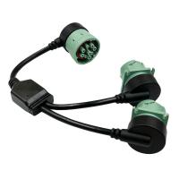 China 90 DEGREE Green Type 2 J1939 9pin Splitter Y Cable for Truck Freightliner GPS ELD Tracker 12V Voltage Offer Drawing for sale