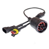 China Green J1939 9pin Connector To 2Pin Way Waterproof Wire 1.5mm Series Terminal Connector Splitter Cable with 1-1.5m Length for sale