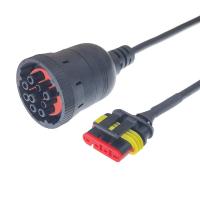 China Green J1939 9pin Connector To 2Pin Way Waterproof Wire 1.5mm Series Terminal Connector Splitter Cable with 1-1.5m Length for sale