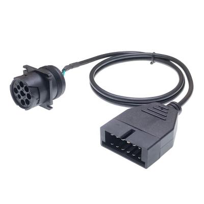 China OEM/ODM Service 12 Pin to OBD OBD2 OBDII J1939 9pin DLC 16 Pin Car Diagnostic Adapter Cable for GM Daewoo for sale