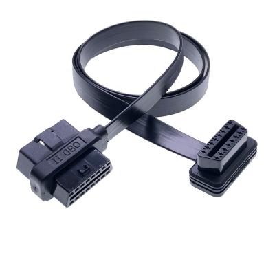 China 12v/24v OBD2 Splitter Extension Cable 1 Male to 2 x Female Diagnostic Flat Ribbon Extender Cord Adapter for GPS Tracker for sale