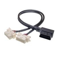 China DEUTZ Vehicle Models Right Angle OBD2 Y Cable Splitter 16pin Male Splitter to 2 Female obd2 Extension Cable OEM for sale