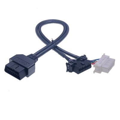 China Cable Material PVC OKI Technic OBD2 Customized J1962 16PIN Male to 2X Female KIA Toyota- Connector Y Splitter Cable 1M for sale