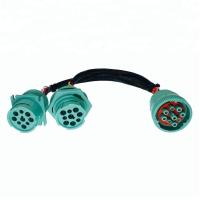 China Pins Plating Nickel/Golden AOTAI Custom J1939 GPS Type 2 Splitter Y Deutsch 9PIN J1939 Green Connector Cable for Scanner Tool for sale