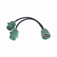 China Pins Plating Nickel/Golden AOTAI Custom J1939 GPS Type 2 Splitter Y Deutsch 9PIN J1939 Green Connector Cable for Scanner Tool for sale