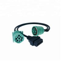 China Custom Pinout 12V/24V Type 2 Green Deutsch 9pin J1939 to OBD2 Connector Splitter Y Cable Splitter for sale