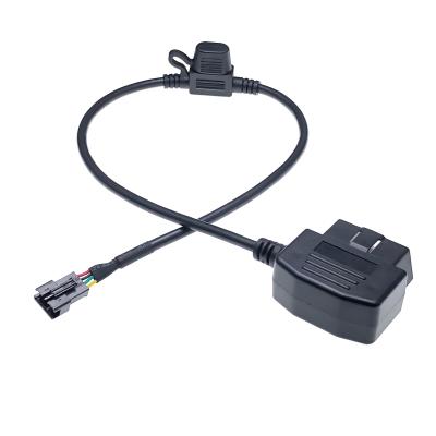 China Custom Black Right Angle OBD2 J1962 Male to Fuse Holder and 2x6 12P Connector Cable for Automotive Troubleshooting for sale