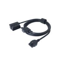 China Custom Black Right Angle OBD2 J1962 Male to Fuse Holder and 2x6 12P Connector Cable for Automotive Troubleshooting for sale