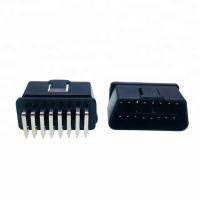China Normal Plug Material PA66 CF Black Right Angle OBDII Connector No Screws Type OBDII Plastic Case with Offer Drawing for sale