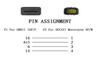 China PVC Autobike 4 Pin to 16 Pin Cable Connector Adapter OBD1 to OBD2 for Ducati Motorcycles for sale