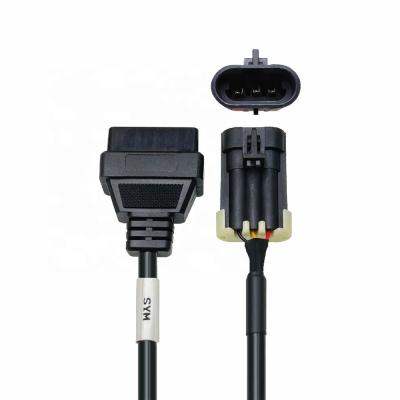 China Motorcycle OBD2 Cable 3PIN To 16PIN OBD Adapter for SYM Motorbike 12V Voltage Delorean Car Fitment for sale