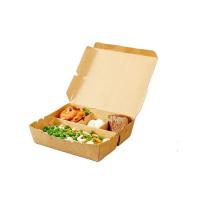 China Biodegradable Cowhide Paper Food Takeaway Boxes with Salad Dividers - Custom Sizes & 100% Recyclable for sale