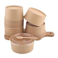 China Custom Logo Kraft Paper Bowls 8-32 oz Capacity 350-400 GSM Recyclable Disposable Food Containers for sale