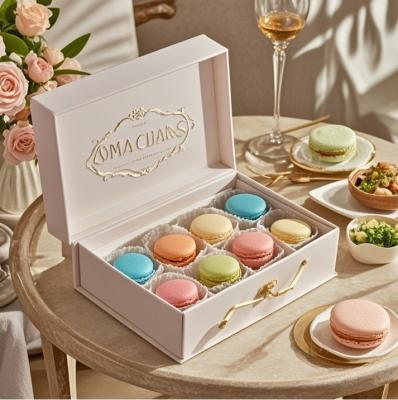 China Magnetic Kraft Paper Gift Bakery Packaging Boxes 8x8x3 Inch For Macaron Doughnut With Custom Logo for sale