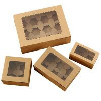 China OEM Kraft Paper Cupcake Box with PVC Window - 2/4/6 Compartment Options for Pastry & Dessert Packaging for sale