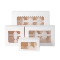 China Custom Paper Cupcake Box 4/6/12 Piece with Transparent Window - Eco-Friendly Bakery Packaging Tray for sale