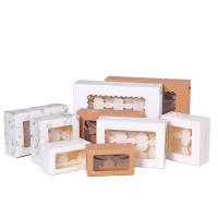 China Custom Kraft Paper Cupcake Boxes with Window - 2, 4, 6, 12 Compartment Options for Wedding Christmas Baking Packaging for sale