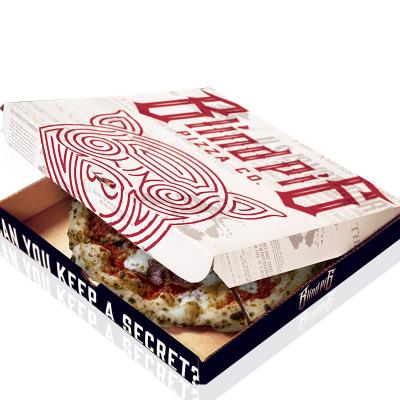 China Customized 6 8 9 Inch Round Folding Kraft Pizza Box Reusable Takeaway Corrugated Cardboard Packaging for sale