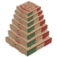 China Custom Printed Eco-Friendly Pizza Boxes - Biodegradable Cardboard Packaging in Multiple Sizes with FSC/ISO Certification for sale