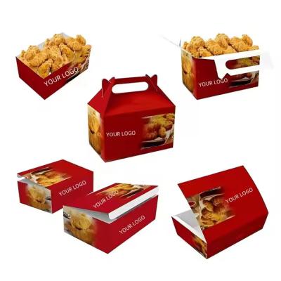 China Custom Eco-Friendly Fried Chicken Box 12x12x8cm with 1kg Capacity - Recycled Kraft Paper Food Packaging for sale