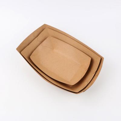 China Custom French Fry Paper Boat Containers 30,000pcs MOQ with Eco-Friendly Kraft Cardboard Material for sale