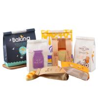 China Quad Seal Kraft Paper Food Packaging Bags Biodegradable 20,000 MOQ Custom Size Bread Bakery for sale