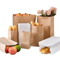 China Custom Grease Proof Brown Kraft Paper Food Bags with 20,000pcs MOQ and Self-Adhesive Seal for Bread Pastry Packaging for sale