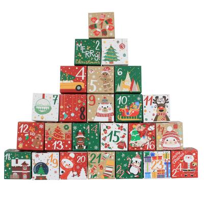 China 24-Day Recyclable Christmas Calendar Gift Box Set with Handles - 3x3x3 Inch Luxury Holiday Countdown for sale