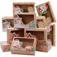 China Empty Single Wall Kraft Gift Box with Clear Window for Christmas Cookies Candy Custom Size for sale