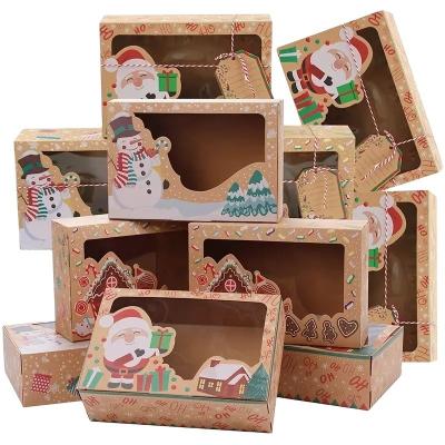 China Empty Single Wall Kraft Gift Box with Clear Window for Christmas Cookies Candy Custom Size for sale